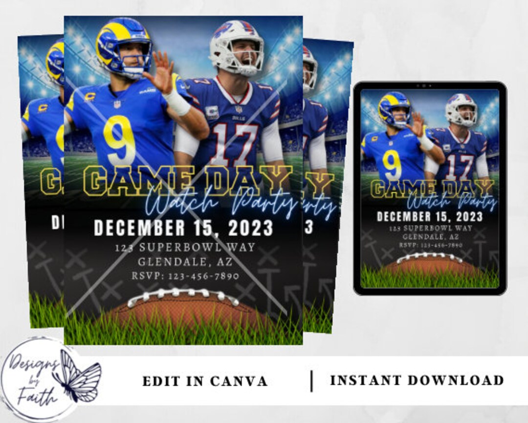 Rams Vs Bills Football Watch Party Invitation (digital Download) - Etsy