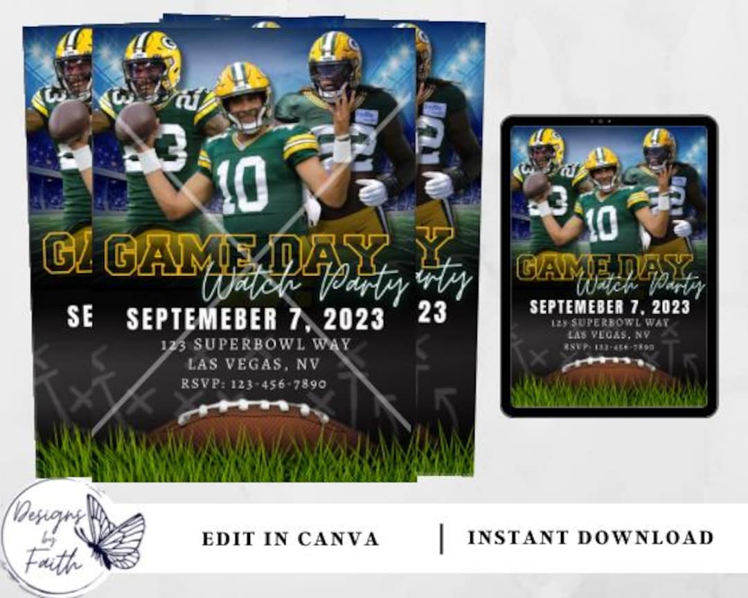 Green Bay Packers | Football Invitation | Editable Football Invitation ...