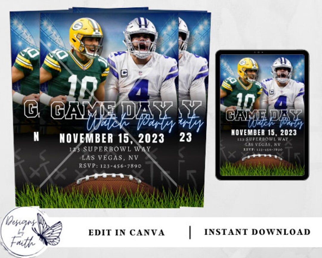 Cowboys Vs Green Bay Packers | Watch Party Invitation | Editable ...