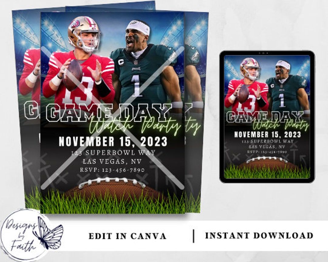 49ers Vs Eagles | Watch Party Invitation | Editable Football Invitation ...