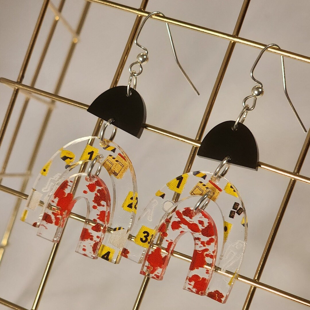 Crime Scene & Blood Splatter Arch Acrylic Earrings, True Crime Jewelry ...