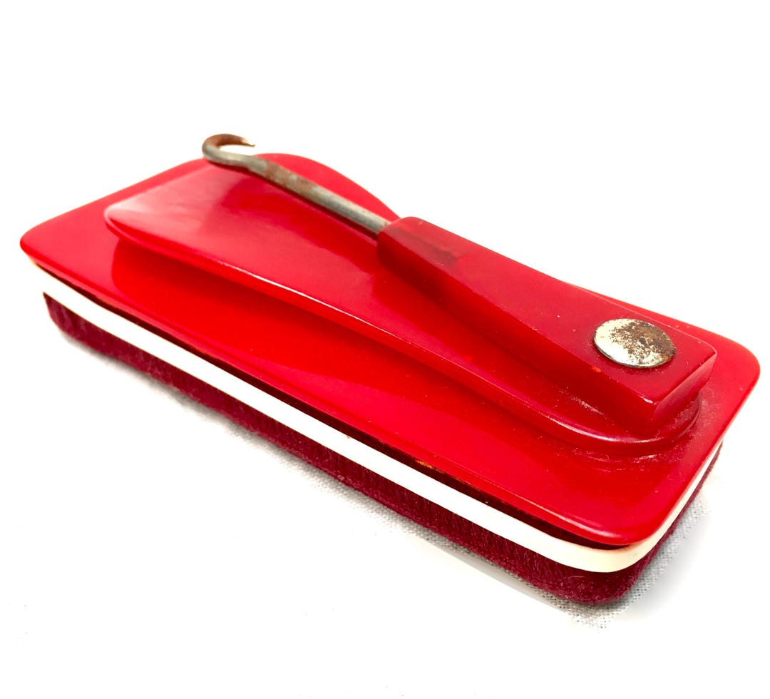 Vintage 1970s Red Shoe Shine Brush / Horn / Cleaner All in One Device ...