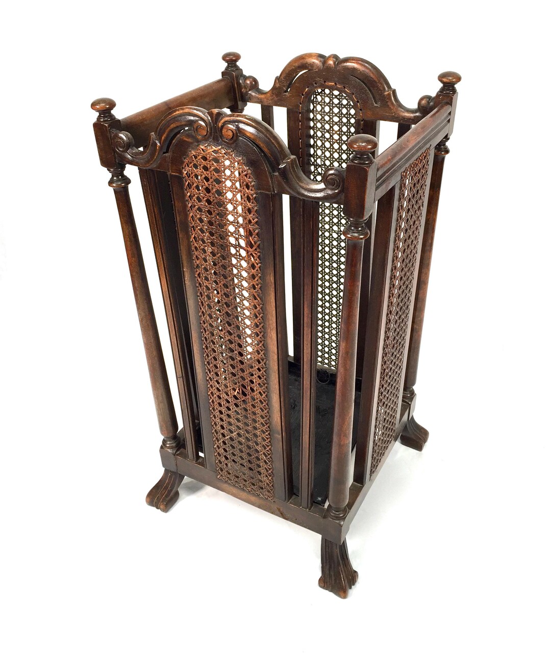 Antique Country House Wooden Oak Umbrella / Stick Stand Cane Work Panel ...