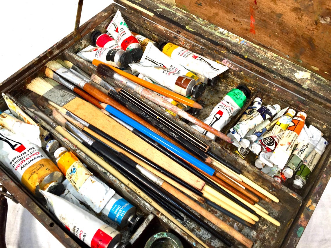 Antique French Artists Box by Bourgeois Aine Paris / Oil Paints Winsor ...