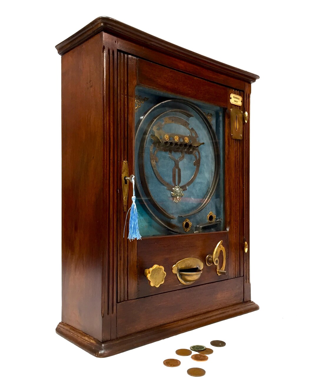 Antique Three Win / Allwin Arcade Coin Operated Penny Machine Working ...