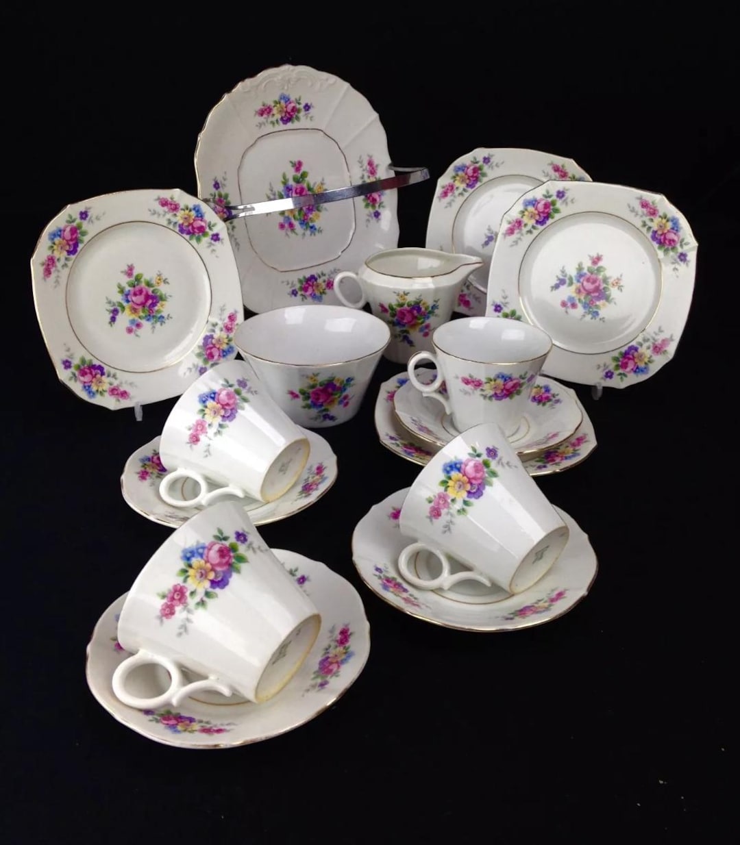 Czech Slovakia Tea Set / Afternoon Tea / Vintage / Floral / for 4 ...