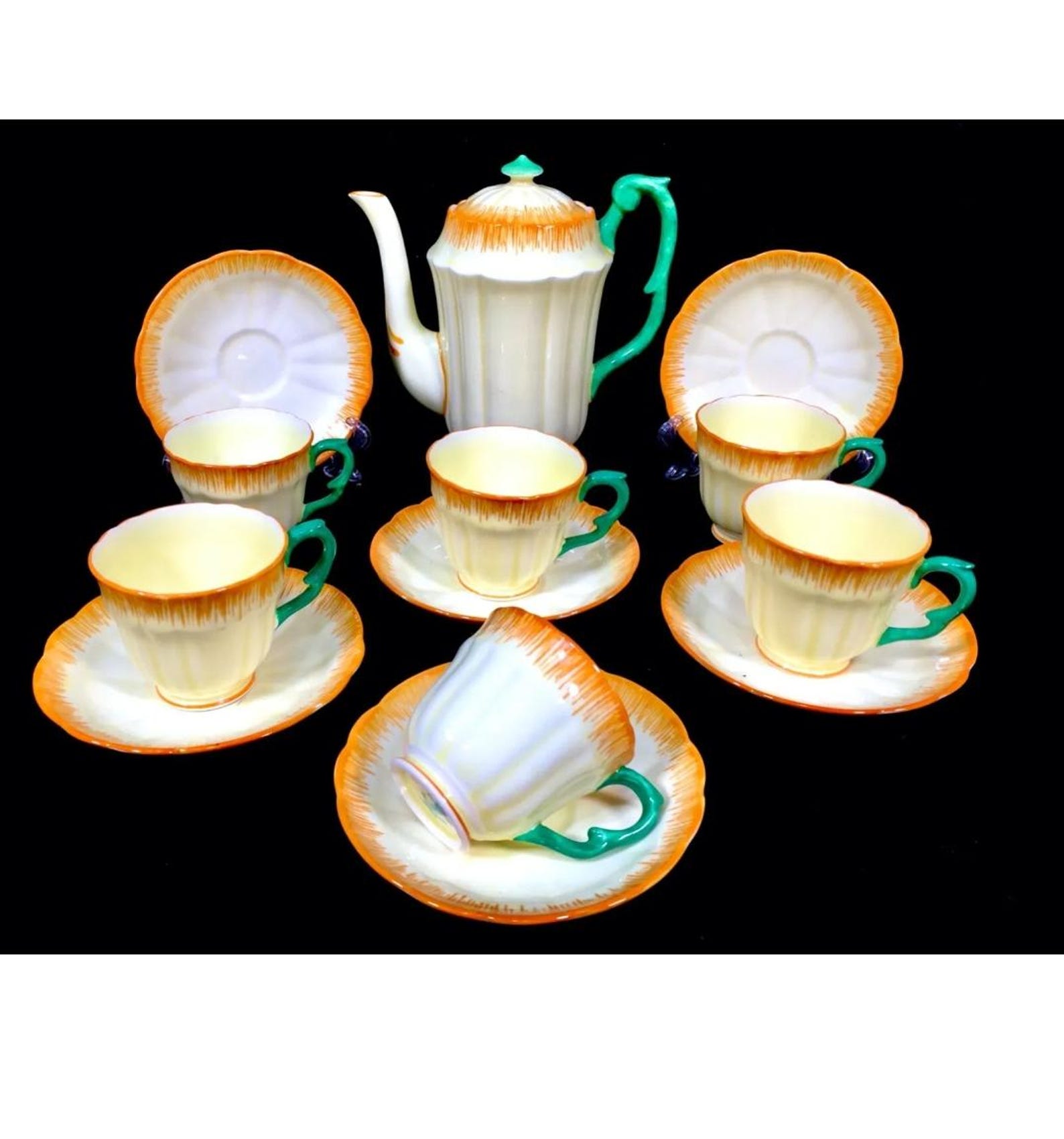 Antique Crown Staffordshire China Coffee Service Set for 6 People / Art ...
