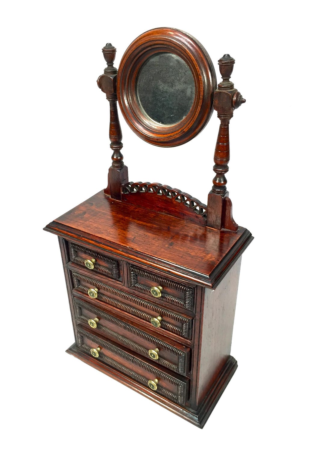 Antique Miniature 19th Century Wood Oak Dresser With Mirror Apprentice ...