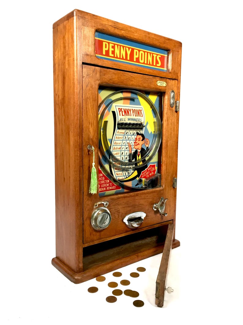 Antique 1950s Oliver Whales Penny Points Arcade Coin Operated Machine ...