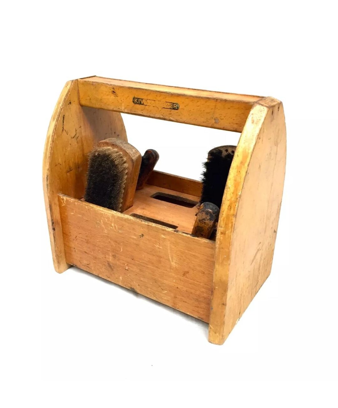 Antique Wooden Shoe Shine Box / Storage Rack / Unit by Kiwi & Brushes ...