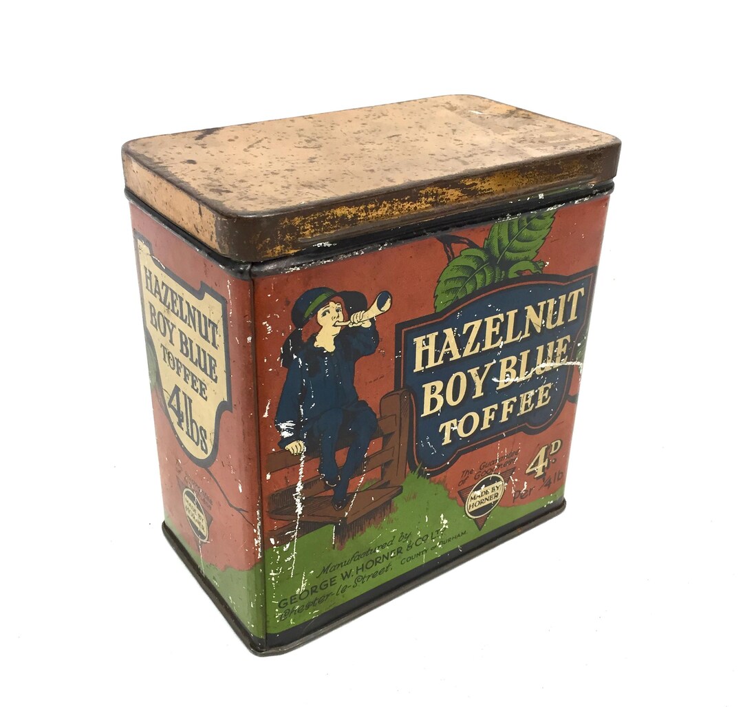 Antique Advertising - Pictorial Hazelnut Boy Blue Toffee Tin Box ...