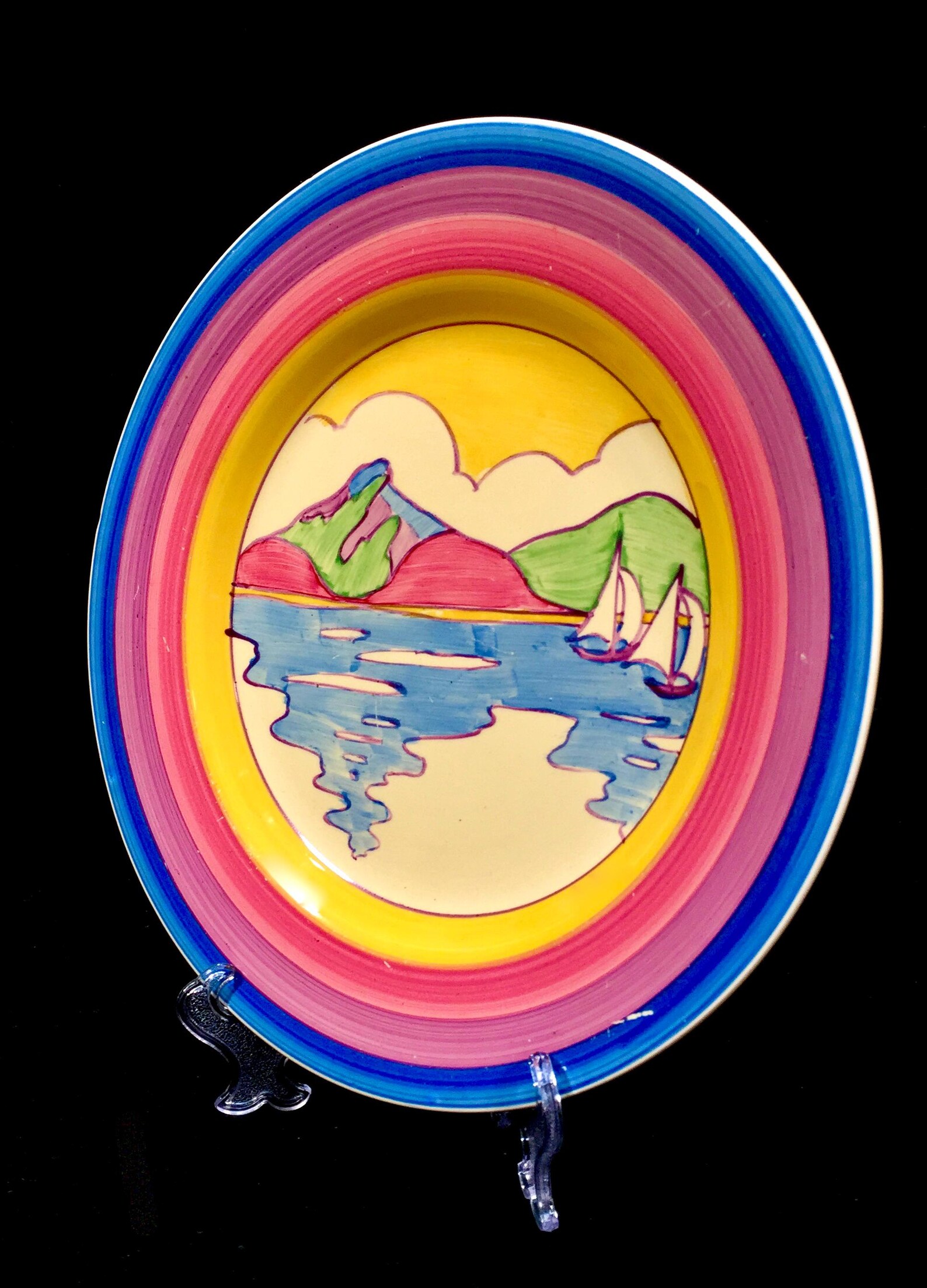 Antique Clarice Cliff - Gibraltar 9" Plate / Art Deco Pottery / Bizarre ...