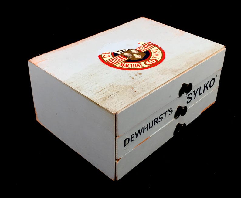 Antique Wooden Shop Display Sewing Cabinet for Dewhurst Sylko Spool ...