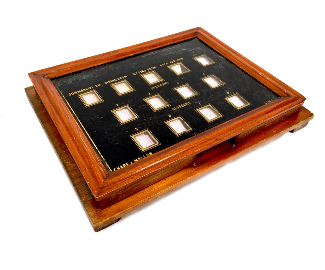 Antique Large Sized Wooden Servants Bell Board / Butlers Call Indicator ...