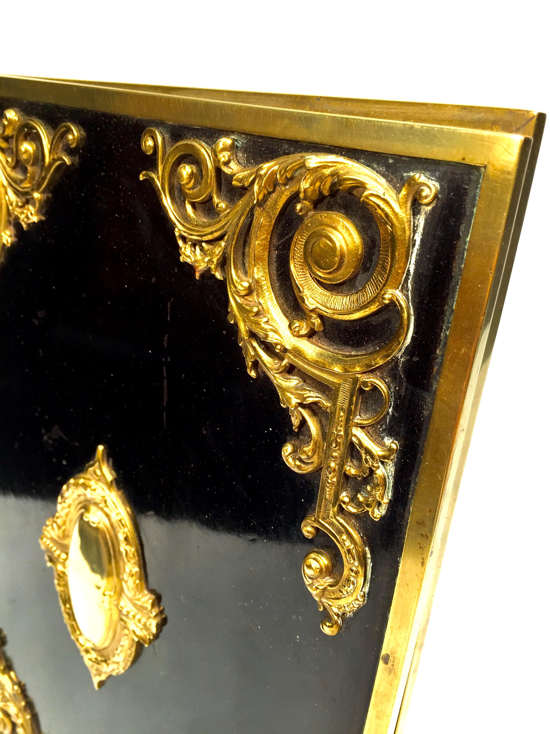 Antique 19th Century Lacquered Blotter Notepad With Brass Decorative ...