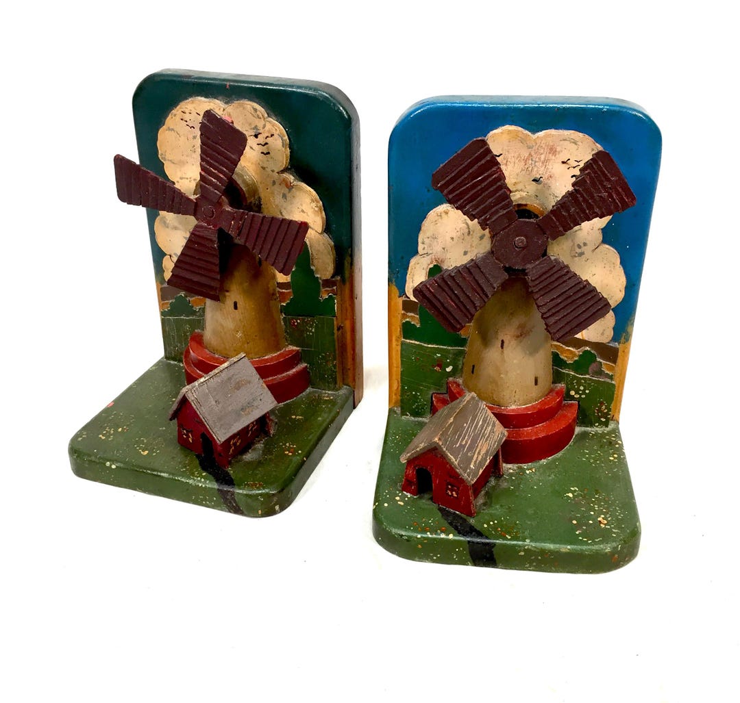 Antique Pair of Early 20th Century Hand Crafted Wood Bookends / Book ...