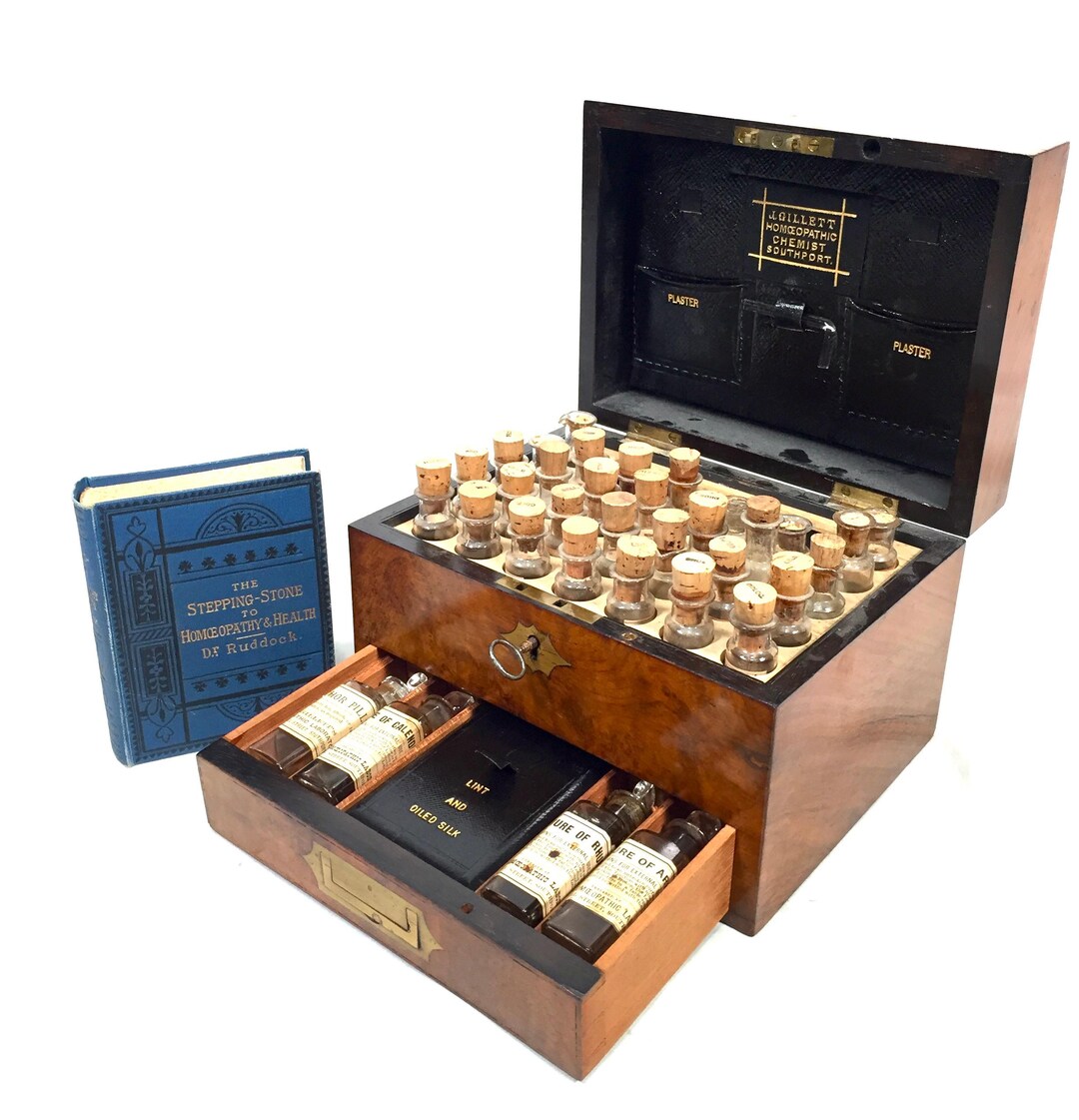 Antique Victorian Apothecary Chest Box / Homeopathic Medicine Chest C ...