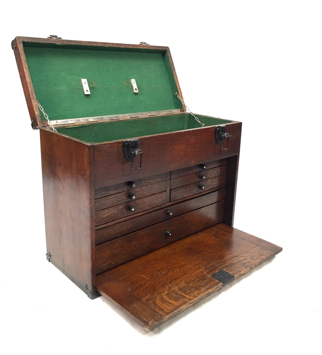 Antique Wooden Engineers Toolbox / Tool Box / Collectors Cabinet With ...