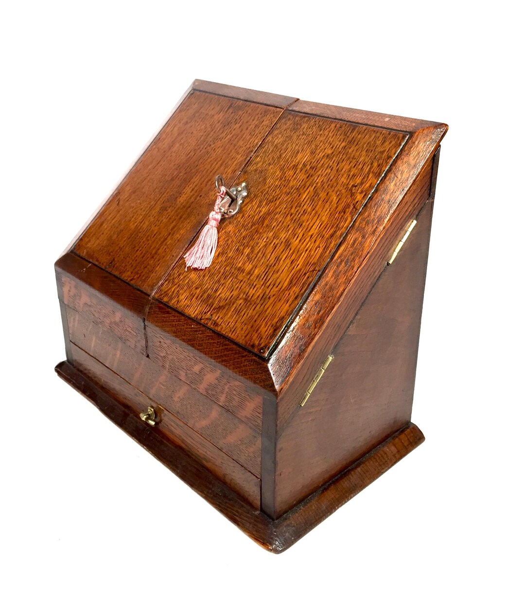 Antique Wooden Oak Tabletop Desktop Stationery Cabinet Writing Box C ...