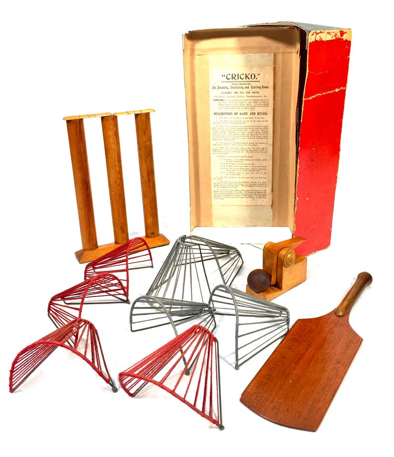 Antique Tabletop Cricket Game Toy in Original Box by the Cricko Company ...