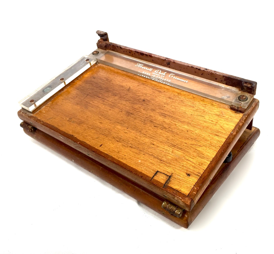 Antique Wooden Desk Tabletop Stationery Paper Guillotine / Cutter by ...
