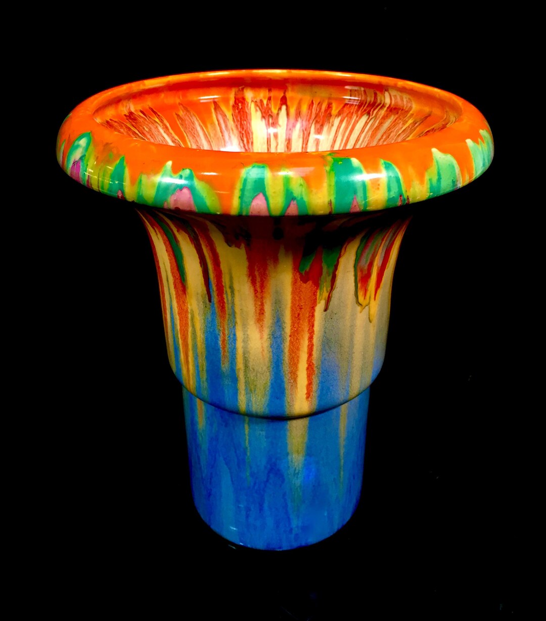 Antique Clarice Cliff - Delecia 375 Archaic Vase Art Deco Pottery ...