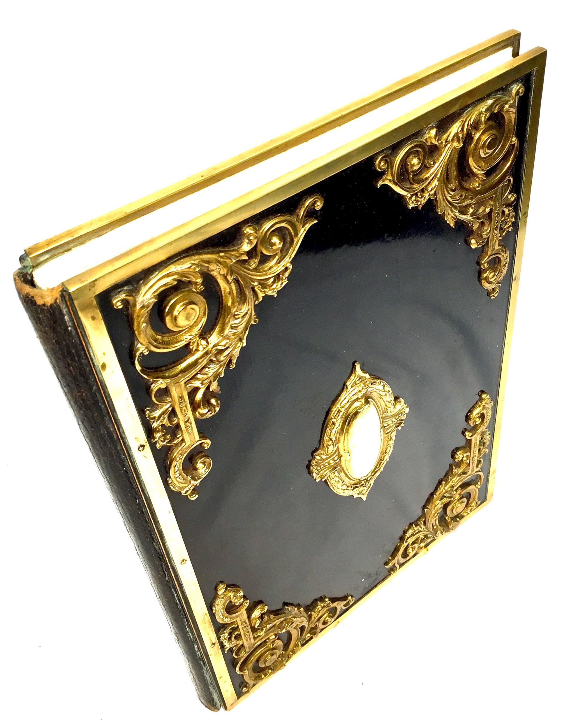 Antique 19th Century Lacquered Blotter Notepad With Brass Decorative ...