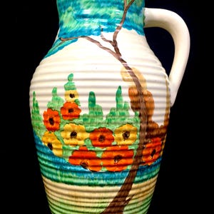Antique Clarice Cliff - Sandon Lotus Jug Large / C1933 Art Deco Pottery ...