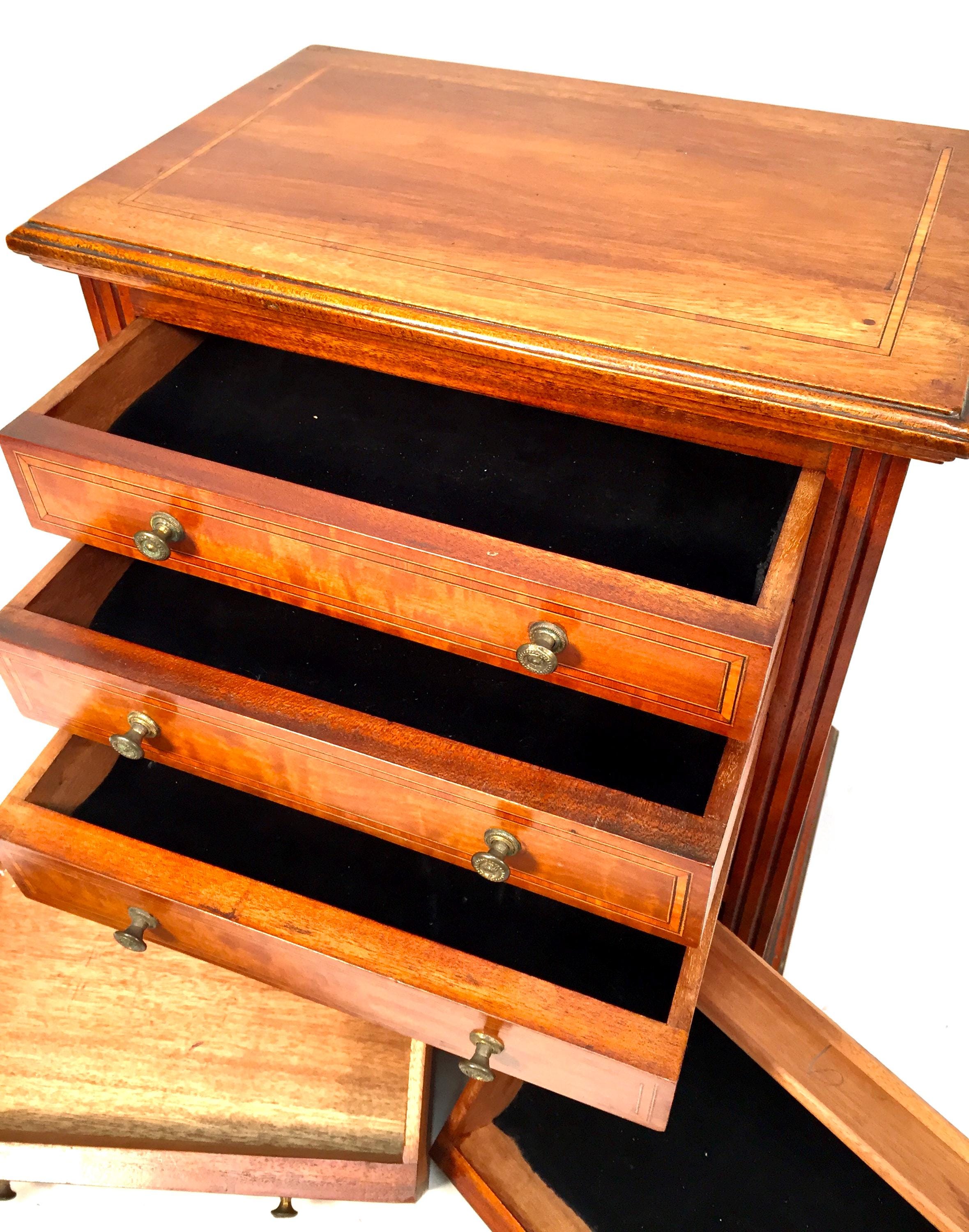 Antique Mahogany Edwardian Tabletop Collectors Filing Cabinet Chest of ...