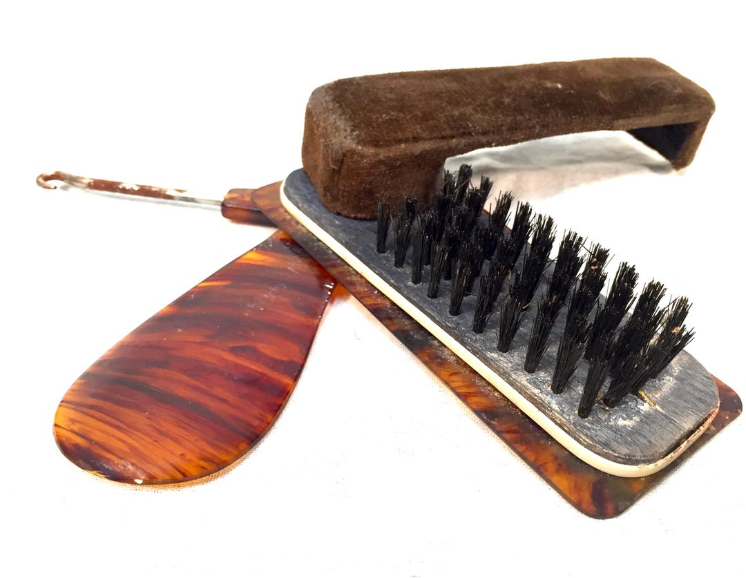Vintage 1970s Faux Tortoise Shell Shoe Shine Brush / Horn Cleaner All ...
