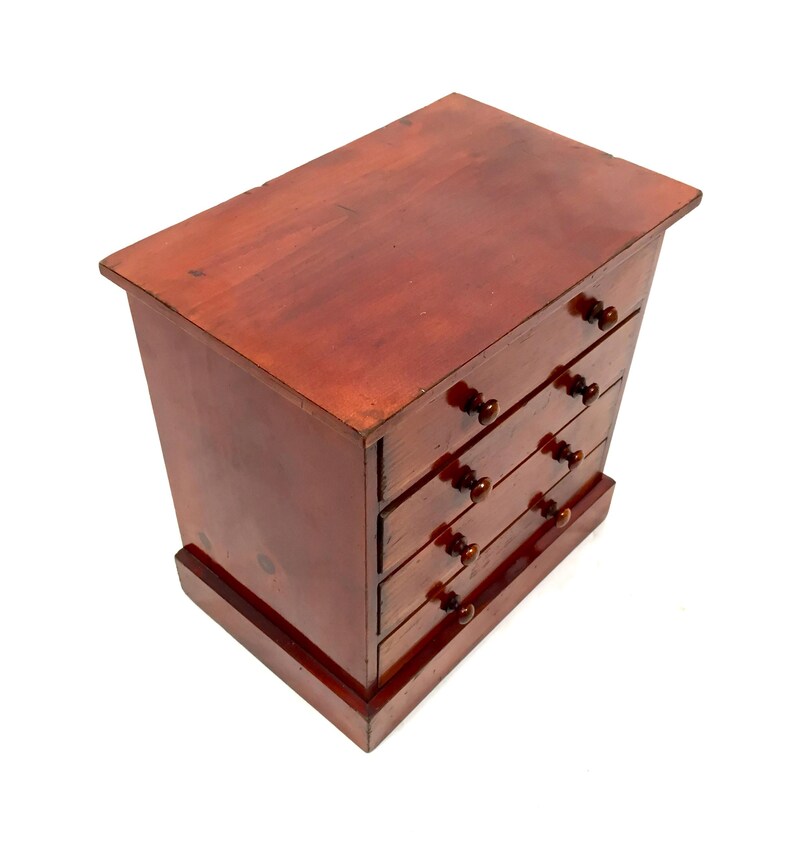 Antique Tabletop Stained Pine Wooden Chest of Drawers Early 20th ...