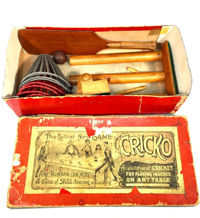 Antique Tabletop Cricket Game Toy in Original Box by the Cricko Company ...