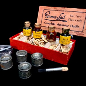 Antique 1930s Rare Perma-led Stained Glass Makers / Artists Kit Box ...