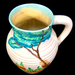 Antique Clarice Cliff - Sandon Lotus Jug Large / C1933 Art Deco Pottery ...