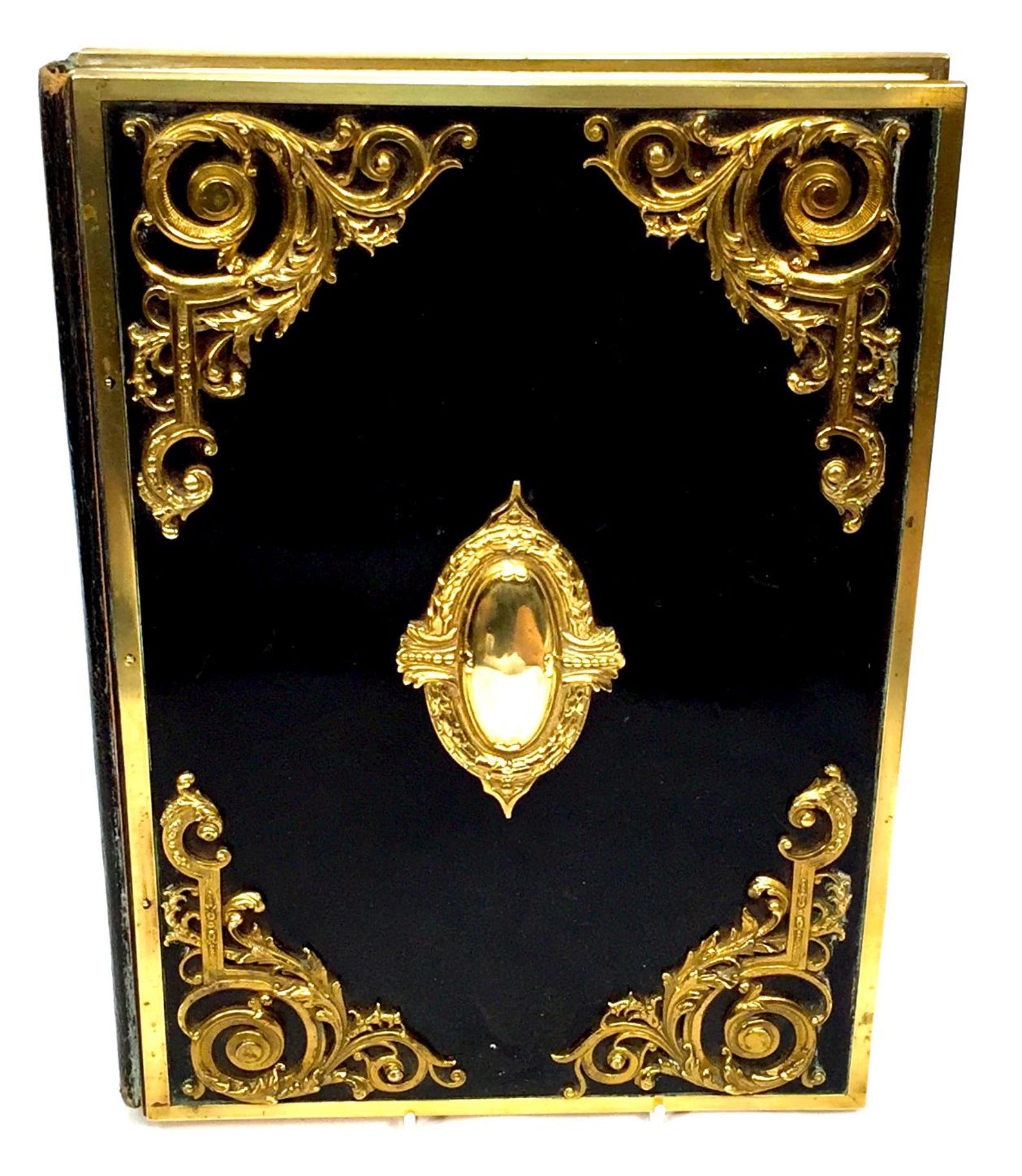 Antique 19th Century Lacquered Blotter Notepad With Brass Decorative ...