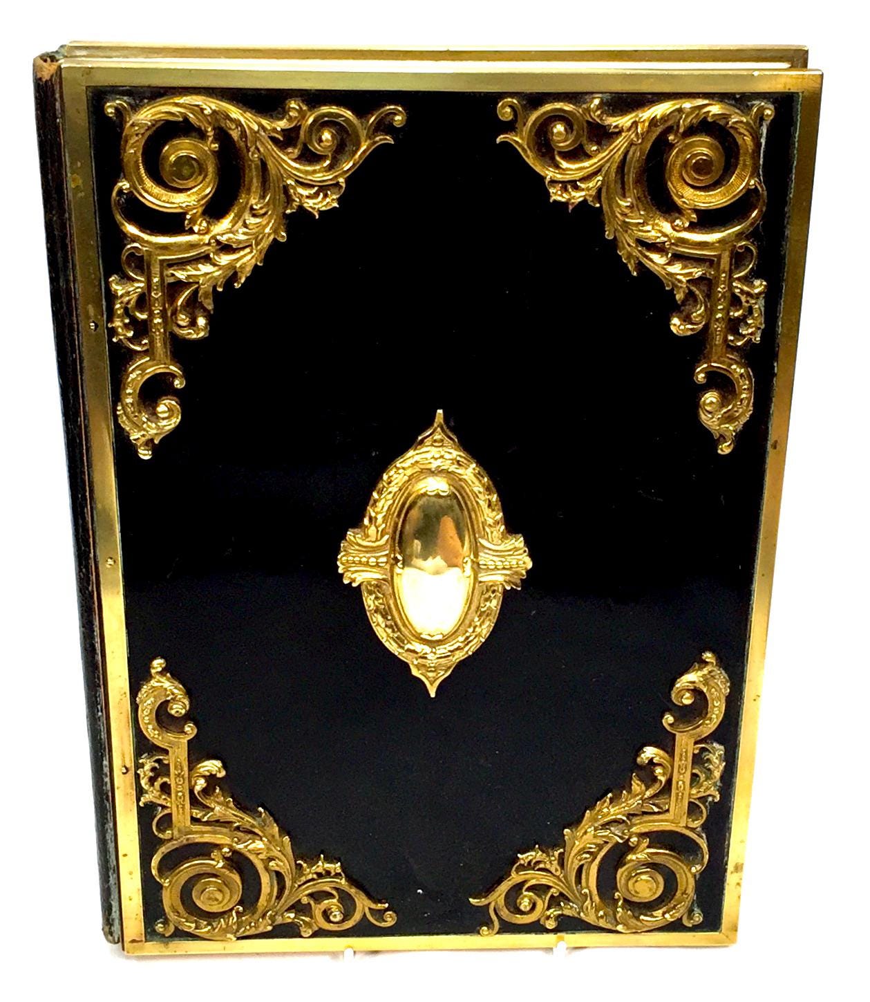 Antique 19th Century Lacquered Blotter Notepad With Brass Decorative ...