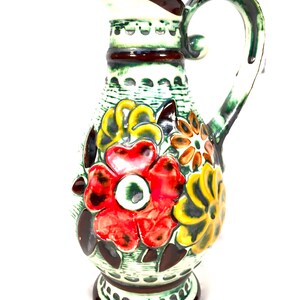 Vintage West German Pottery Bay Vase Moulded Flowers Red / Yellow ...