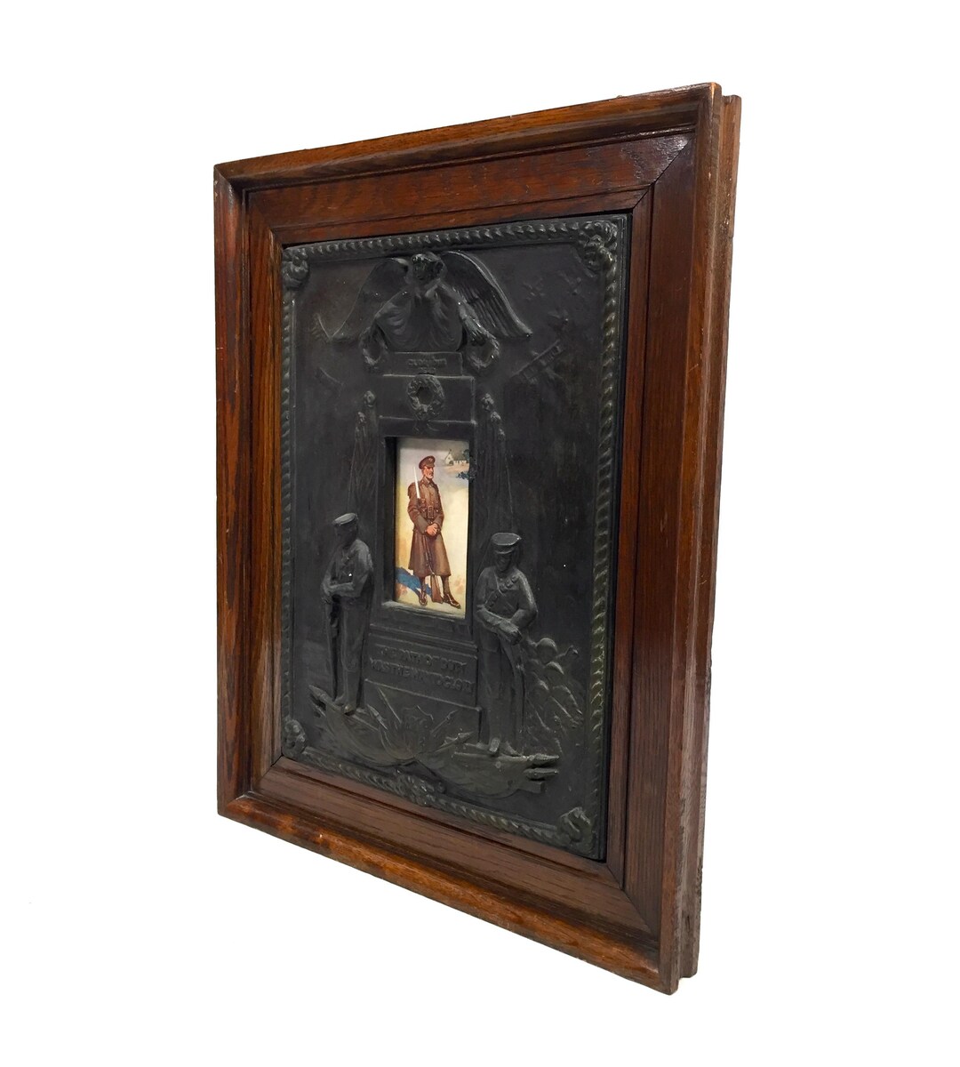 Antique First World War WWI Cast Plaster Memorial Picture Frame / Oak ...