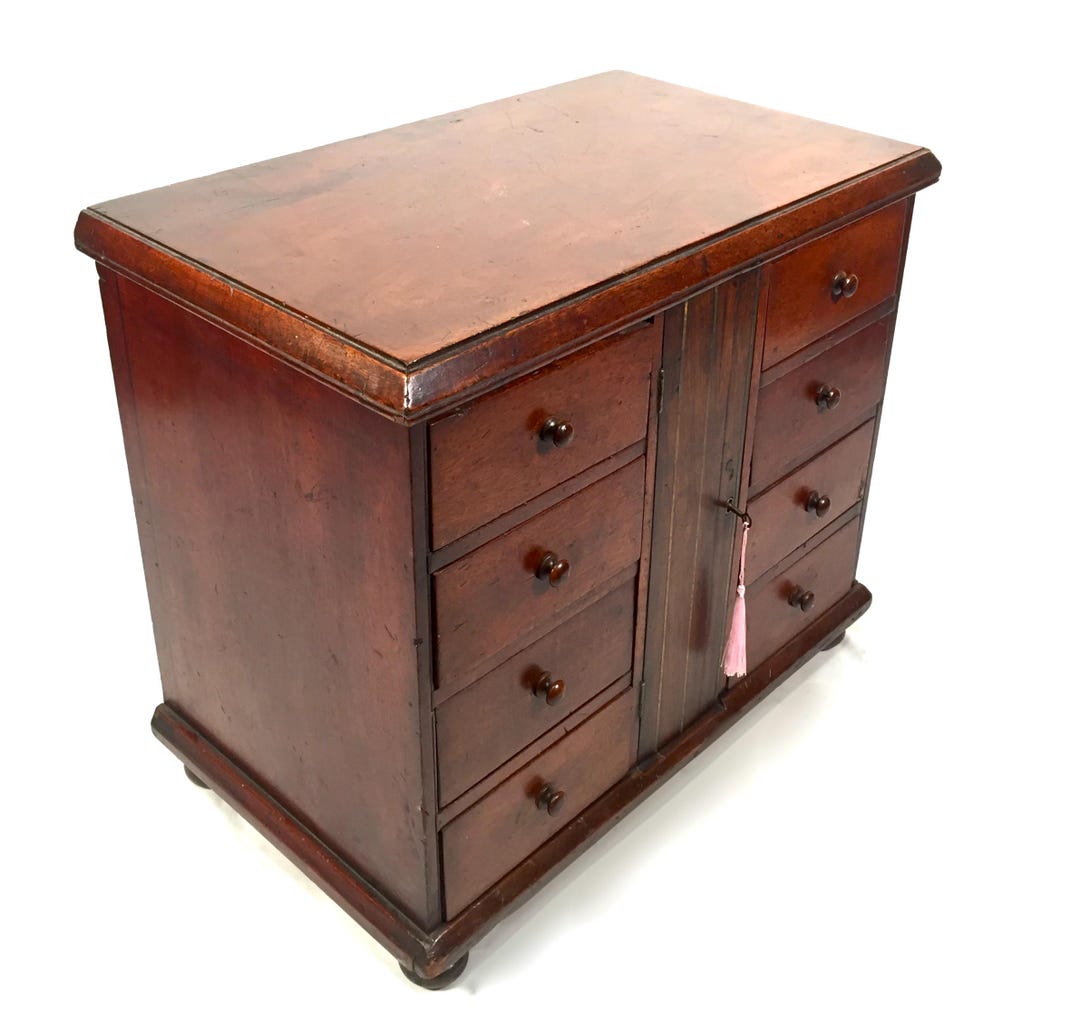 Antique 19th Century Victorian Mahogany Tabletop Chest of Drawers ...