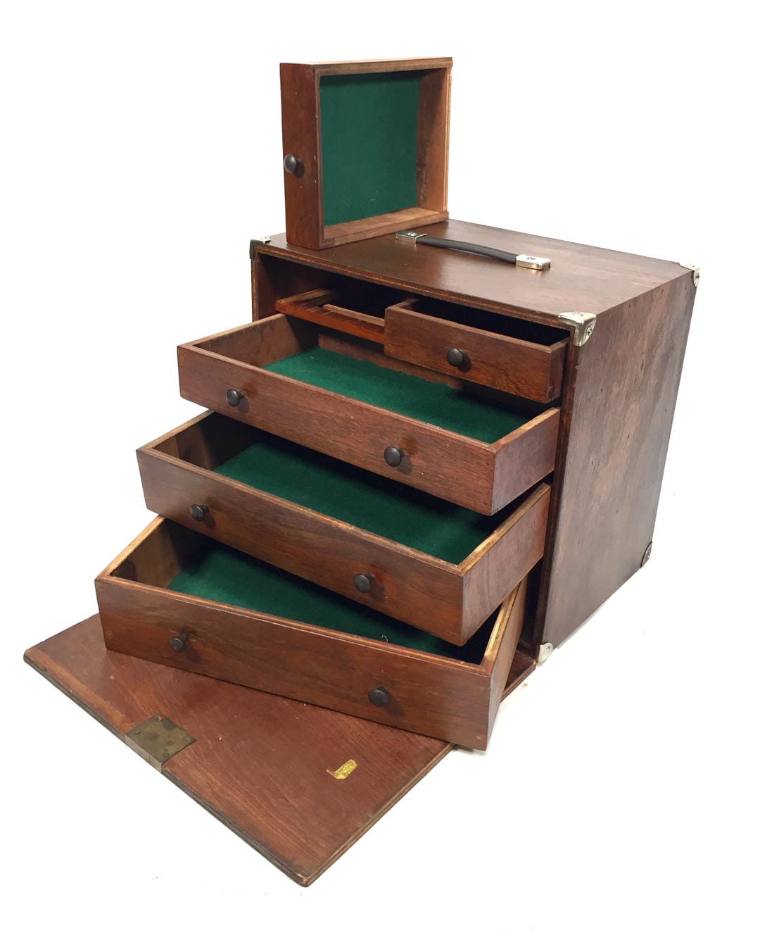 Antique Wooden Large Engineers Toolbox / Tool Box / Collectors Cabinet ...