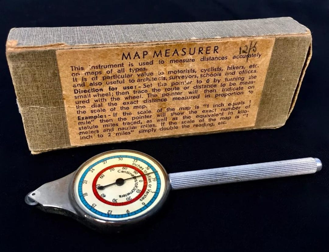Antique Map Measurer Tool in Original Box / Inches to Miles / CM to KM ...