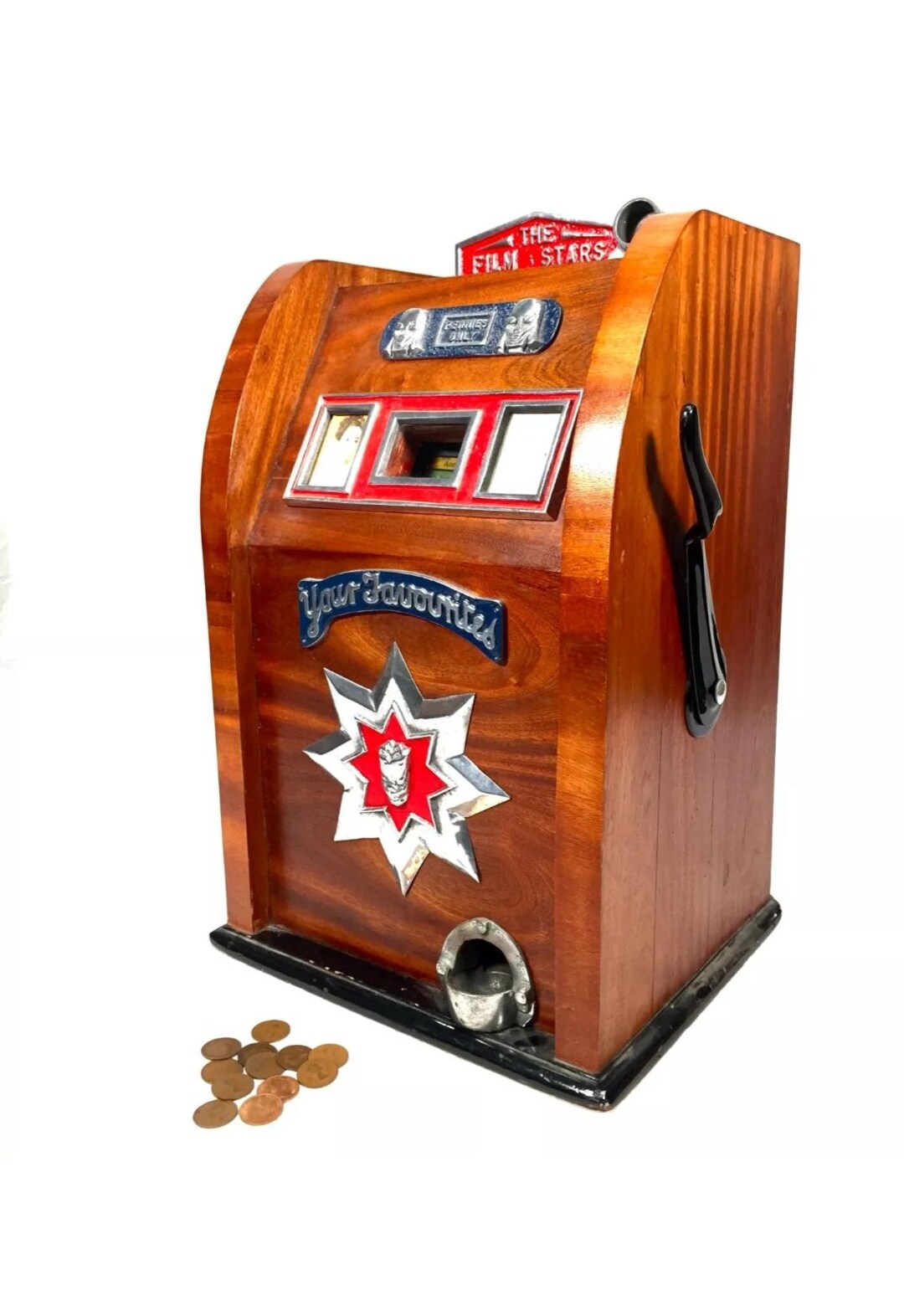 Antique One Arm Bandit Arcade Coin Operated Games Machine 'film Stars ...