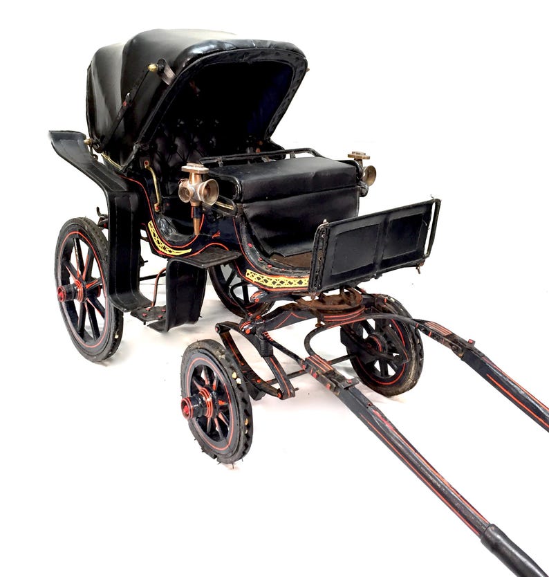 Antique 19th Century Victorian Childs Barouche Horse Drawn Carriage ...