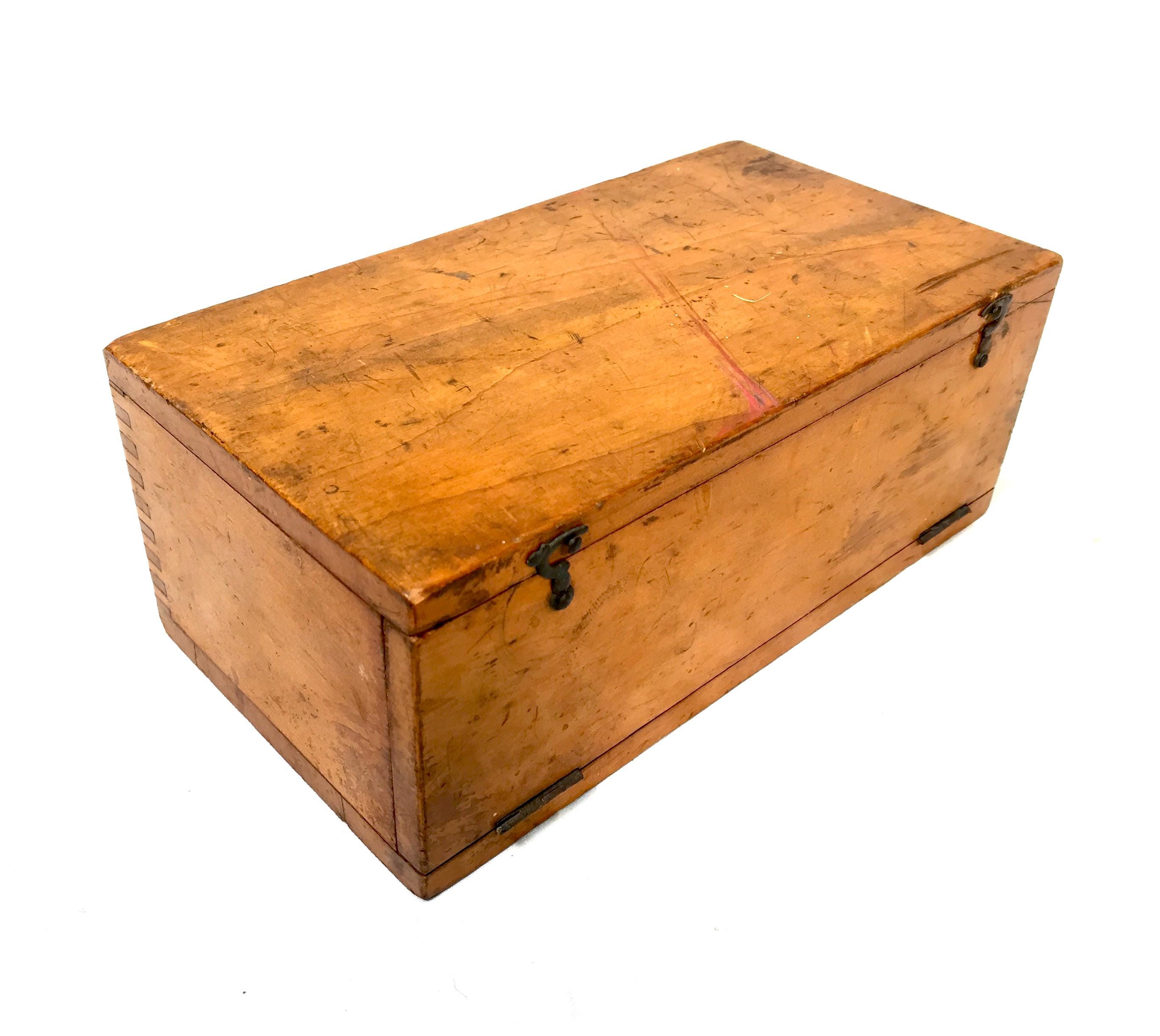 Antique Wooden Microscope Slide Box / Storage Chest / Trays & Slides C ...