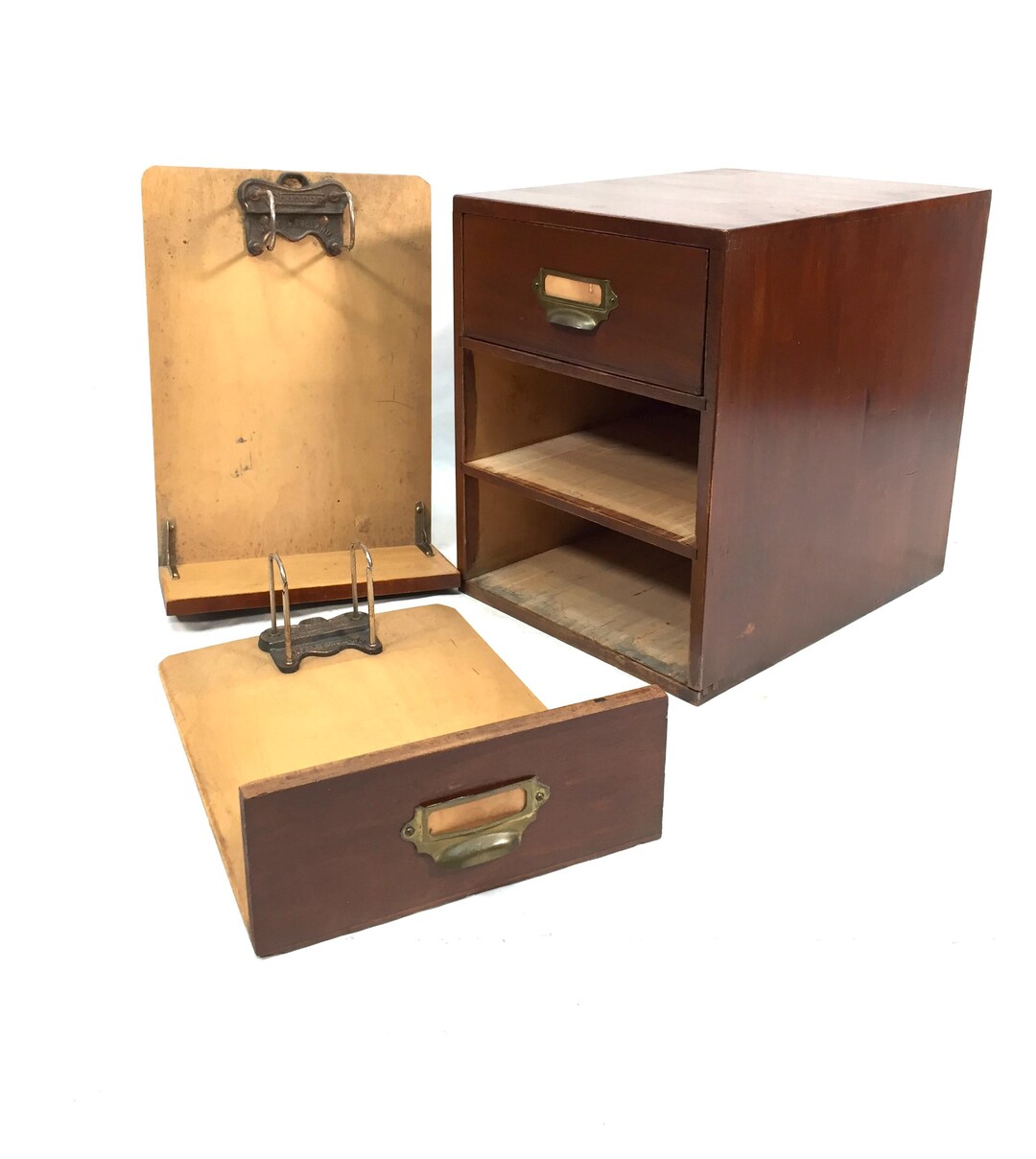 Antique 1930s Shannon Tabletop Desk Paper Filing Cabinet Wooden Chest ...
