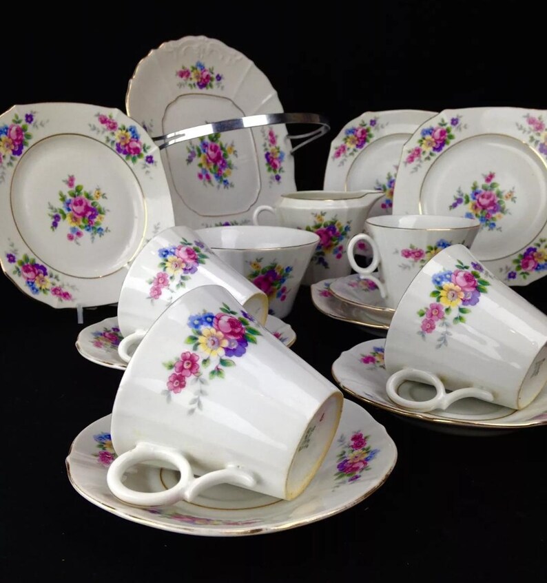 Czech Slovakia Tea Set / Afternoon Tea / Vintage / Floral / for 4 ...