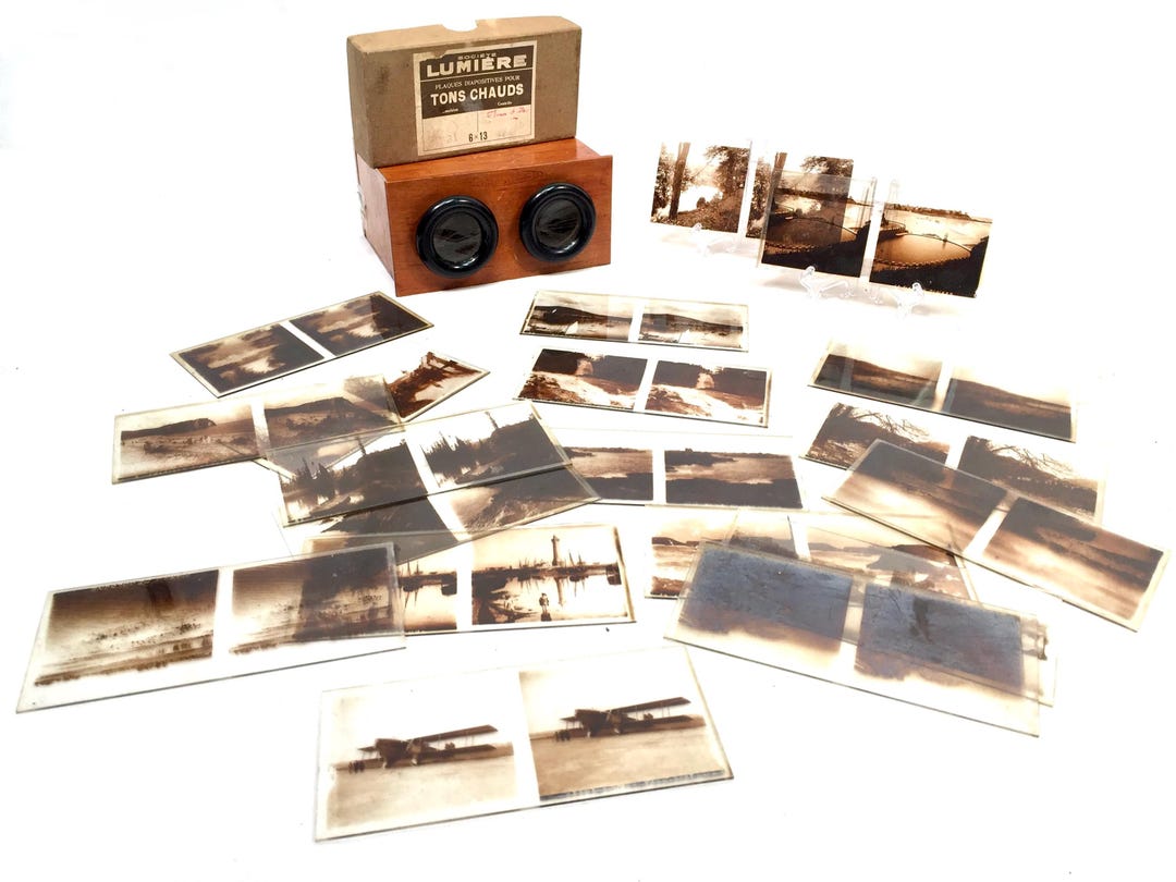 Antique French 1900s Stereoviewer / Stereoscope & Glass Slide ...