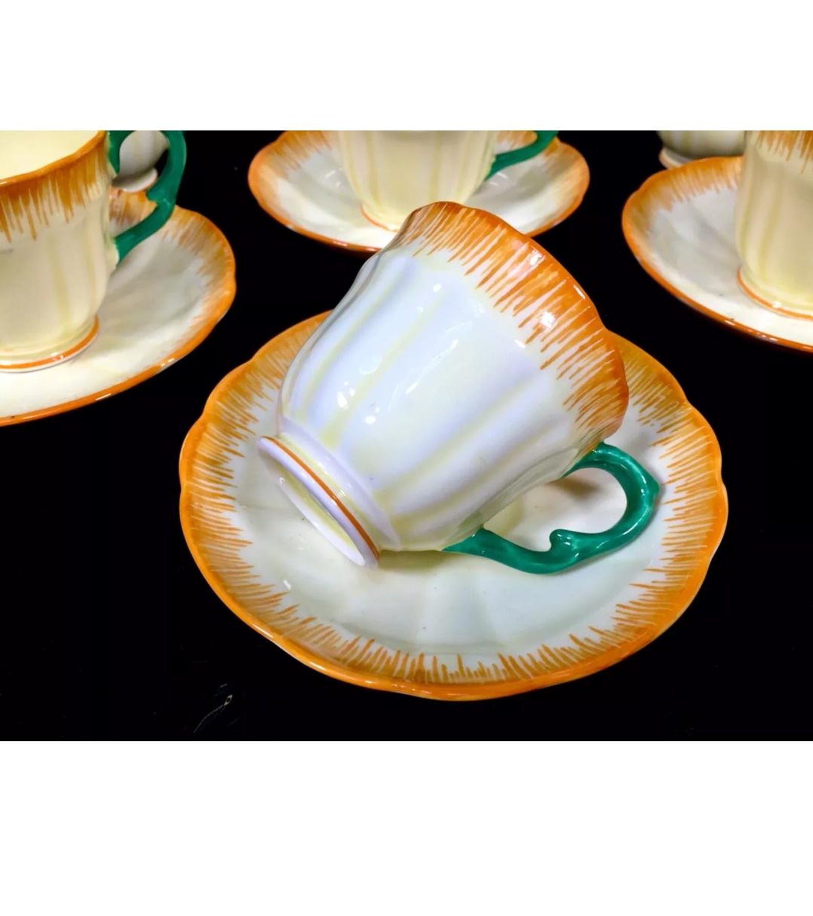 Antique Crown Staffordshire China Coffee Service Set for 6 People / Art ...