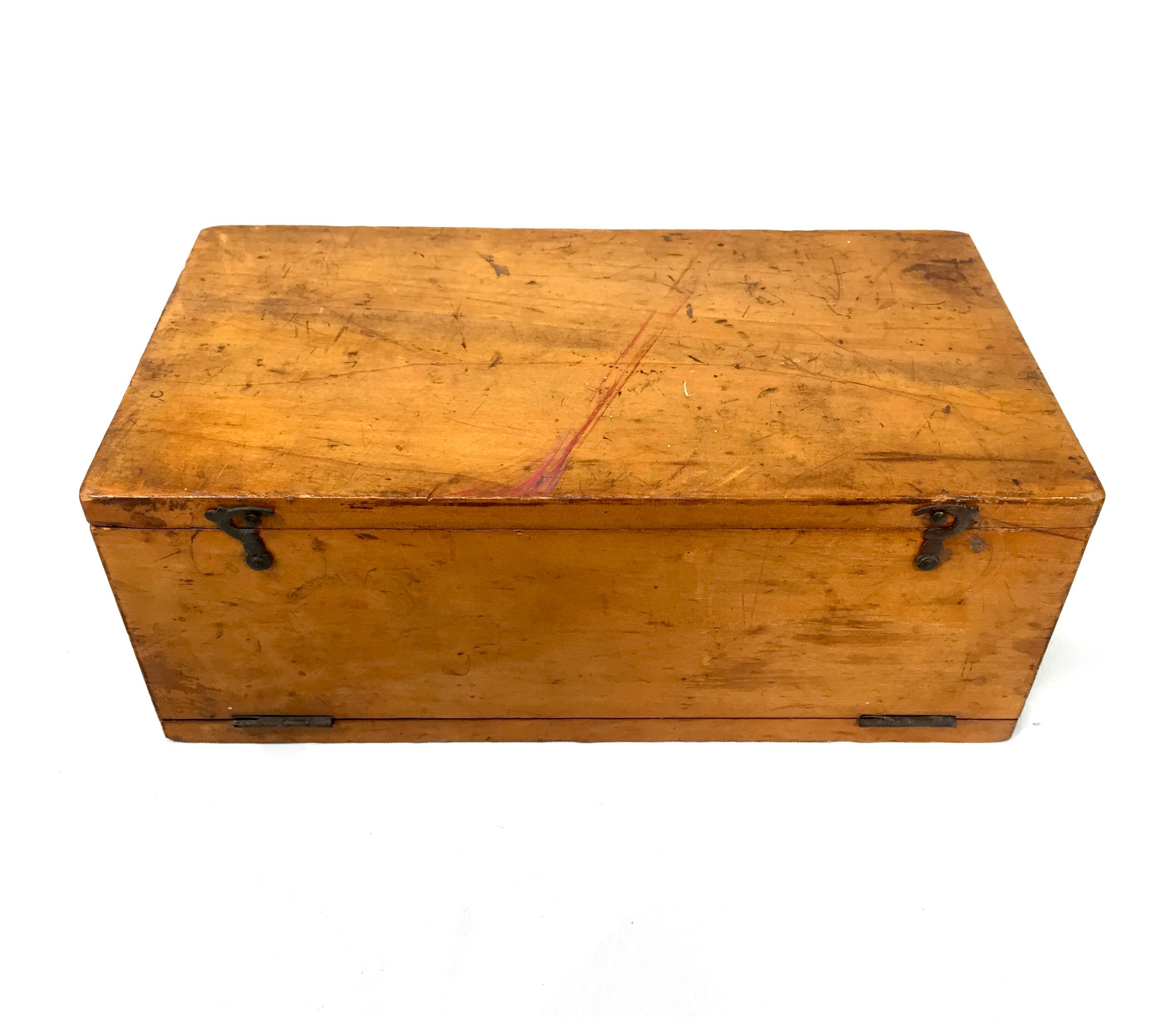 Antique Wooden Microscope Slide Box / Storage Chest / Trays & Slides C ...