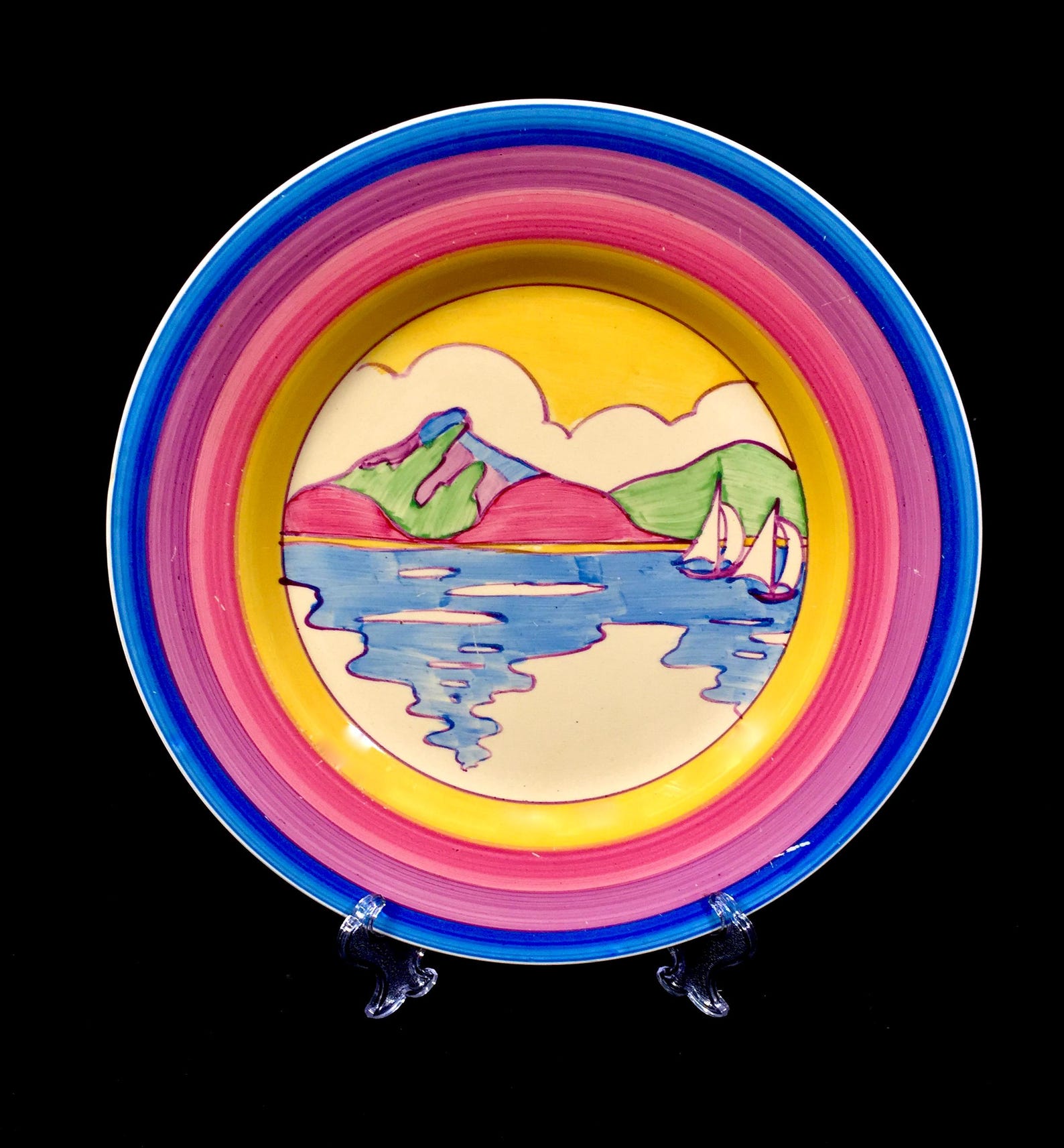 Antique Clarice Cliff - Gibraltar 9" Plate / Art Deco Pottery / Bizarre ...